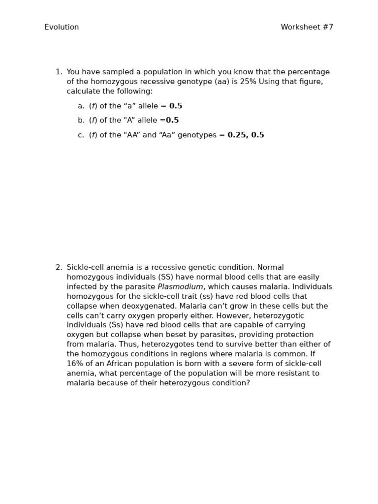Evo Worksheet #7 | PDF