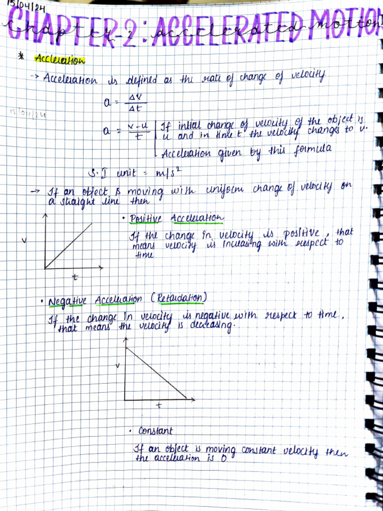Chp-2 Accelerated Motion - AS and A Level Notes - Phy | PDF