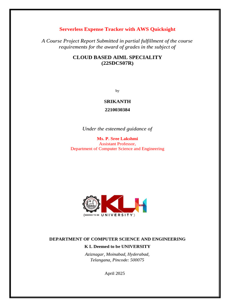 AIML R - 2210030384 Project Report | PDF | Amazon Web Services | Cloud ...