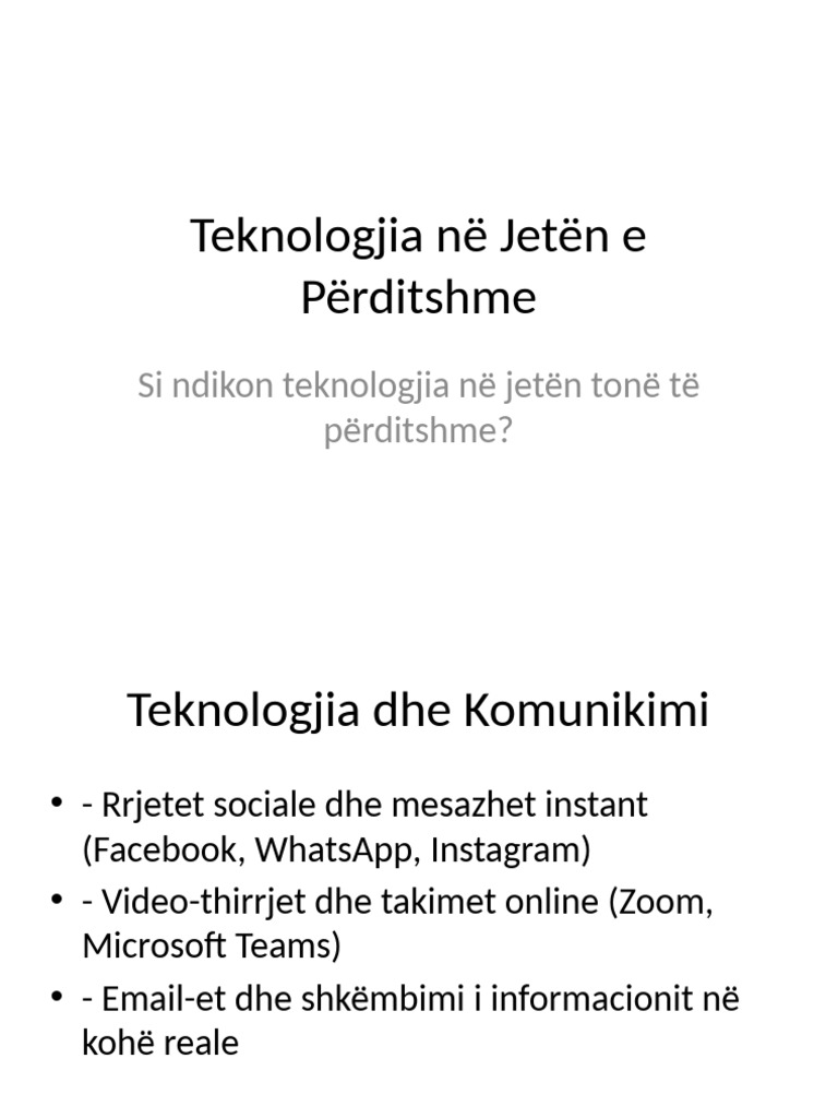 Teknologjia Ne Jeten e Perditshme | PDF