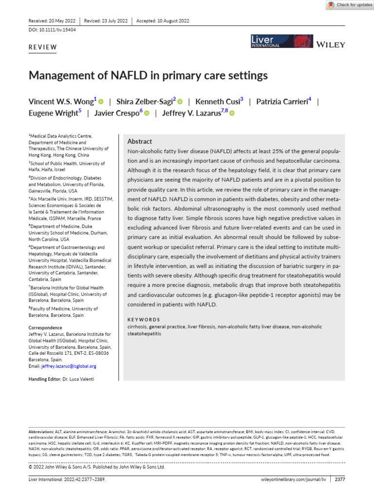Liver International - 2022 - Wong - Management of NAFLD in Primary Care ...