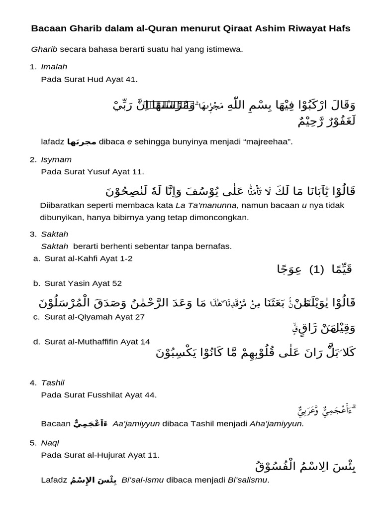 Bacaan Gharib dalam Al-Quran | PDF