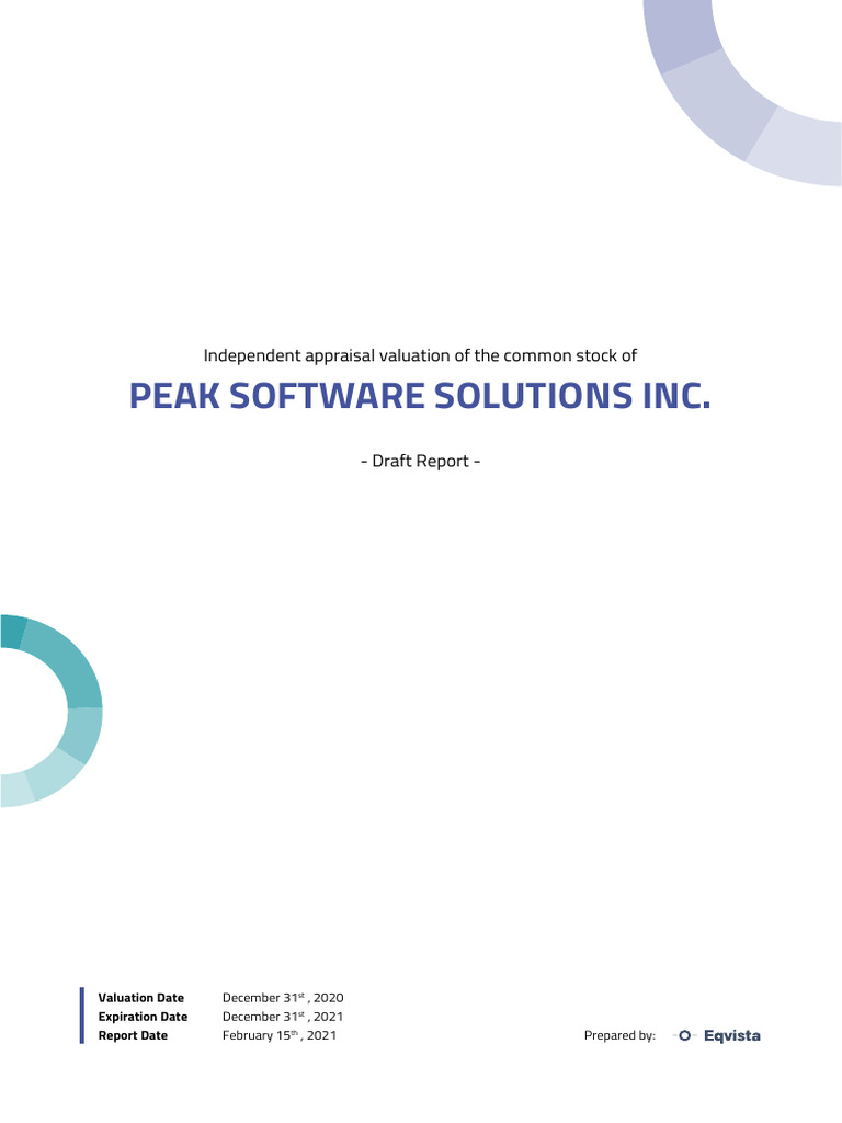 409a Valutation Report Sample Eqvista | PDF | Valuation (Finance ...