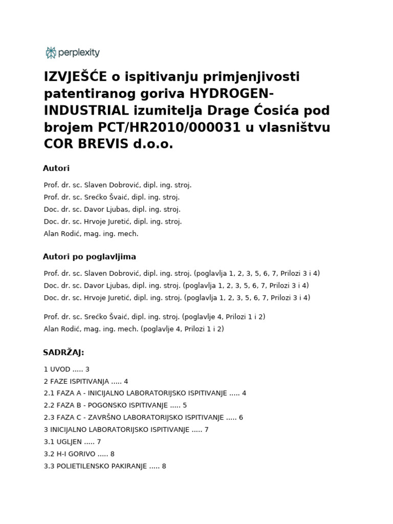 IZVJEŠĆE o Ispitivanju Primjenjivosti Patentiranog | PDF