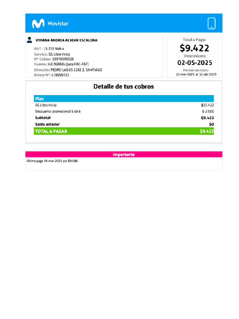 boleta movistar | PDF