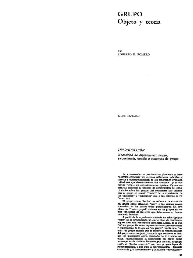 Grupo, Objeto y Teoría - Romero | PDF