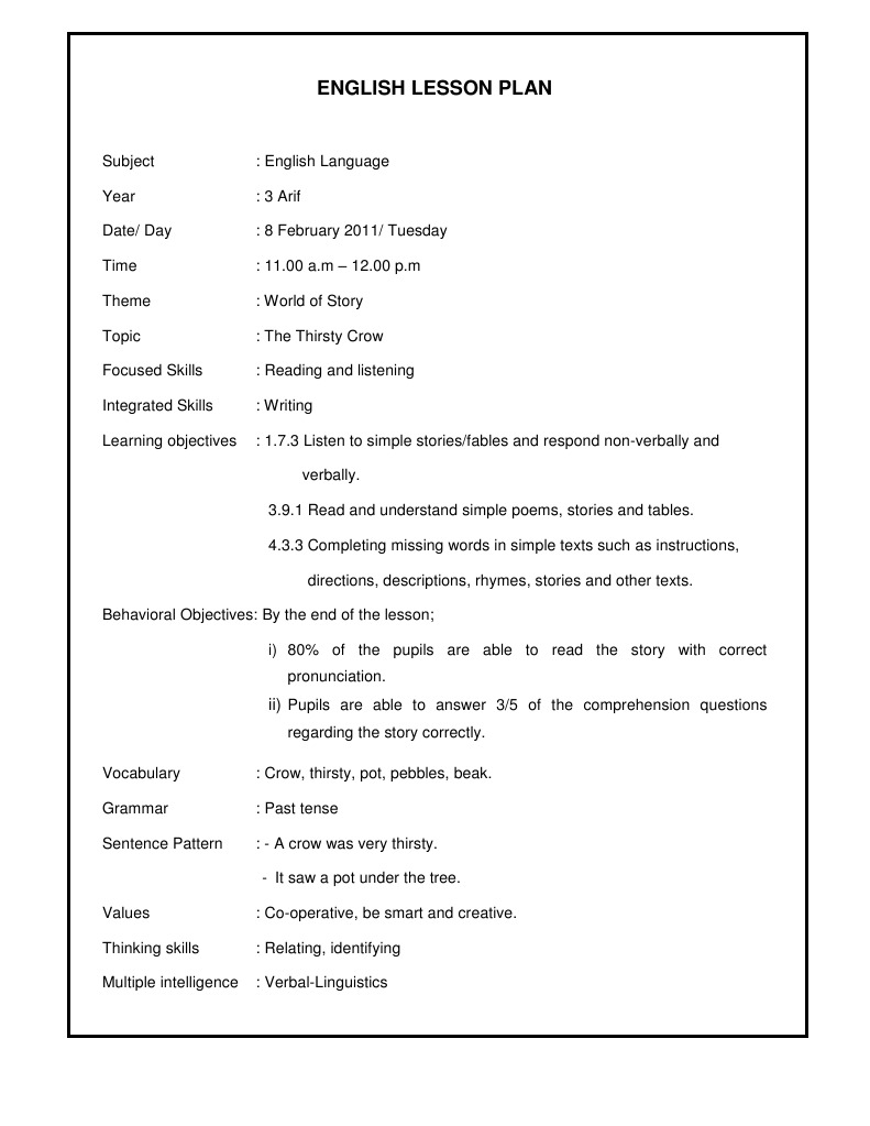 English Lesson Plan | PDF | Reading Comprehension | Learning