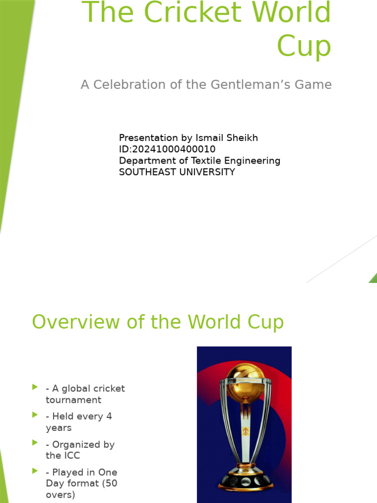 Cricket World Cup Overview and Impact | PDF
