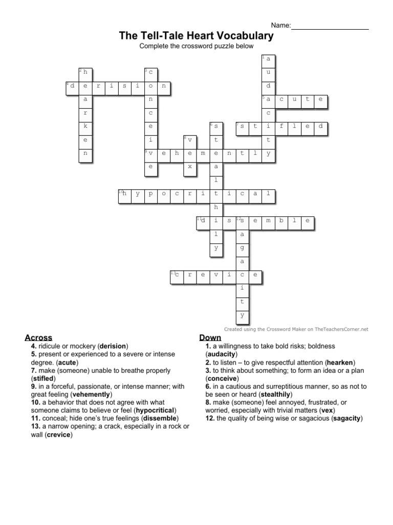 The Tell - Tale Heart Crossword AK | PDF
