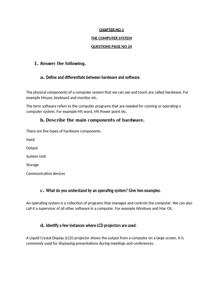 Chapter No 1 | PDF | Computer Hardware | Operating System