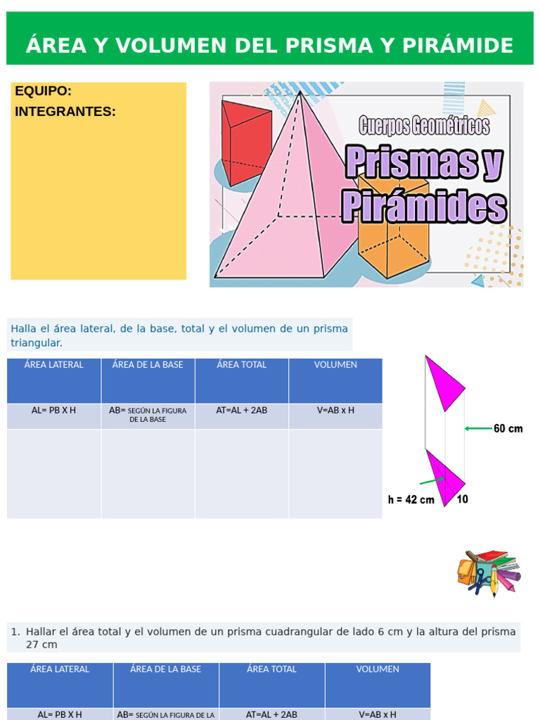 Área y Volumen Del Prisma y Pirámide | PDF