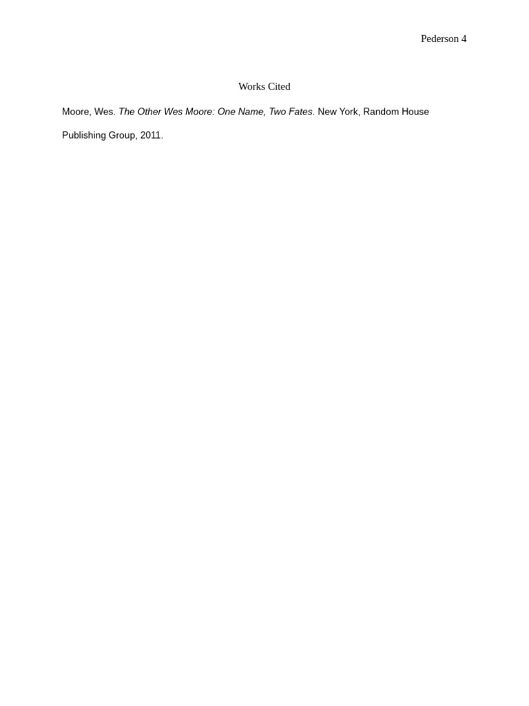 Katie Pederson - The Other Wes Moore Essay Rough Draft - Google Docs | PDF