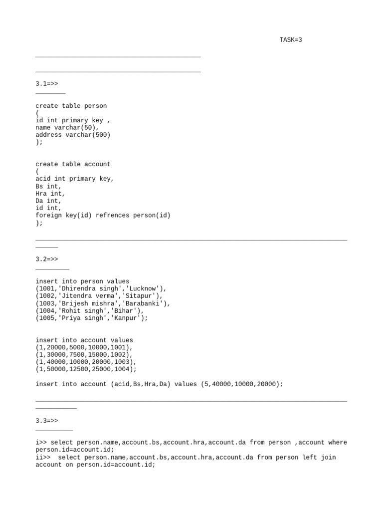Sql Database Creation And Queries Pdf