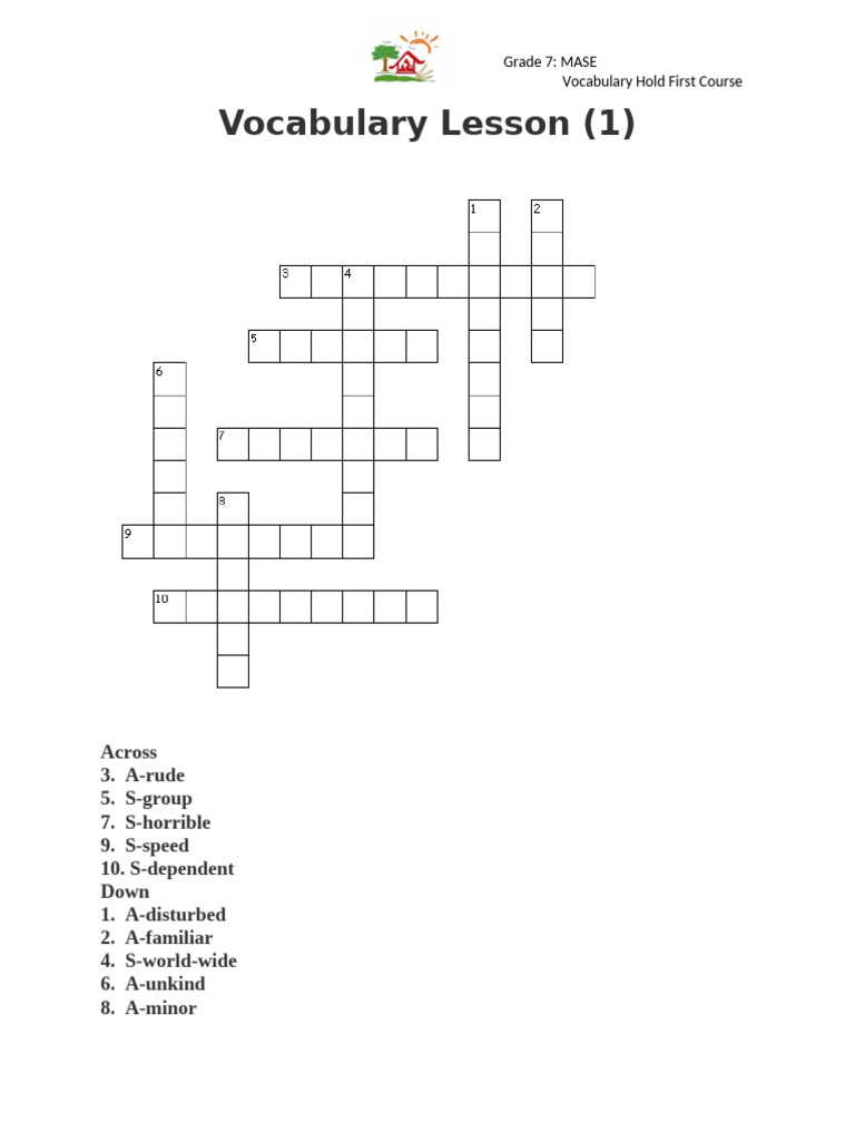 Vocabulary Puzzle Lesson 1 Shods | PDF