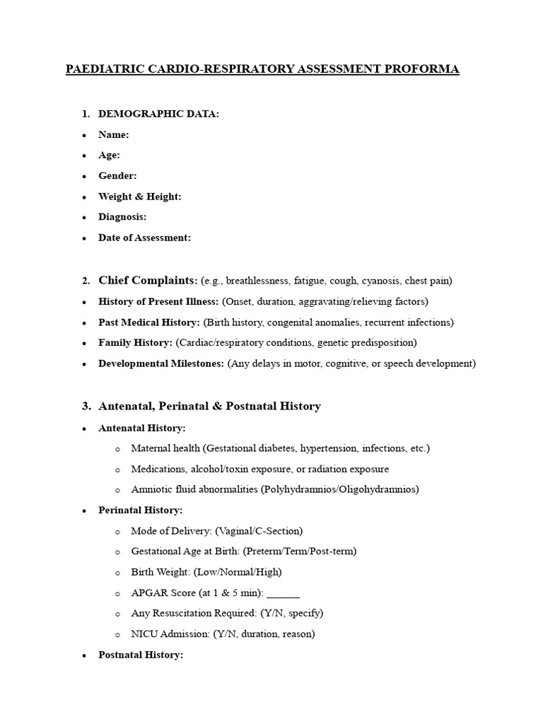 Paediatric Cardio-Respi Assessment | PDF | Respiratory Tract | Pulmonology