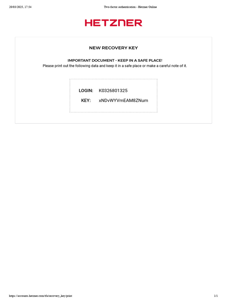Two-factor Authentication - Hetzner Online | PDF