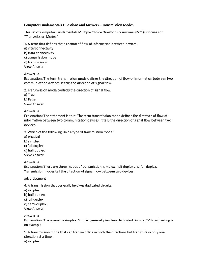 Computer Fundamentals Questions and Answers Part 4 | PDF | World Wide ...