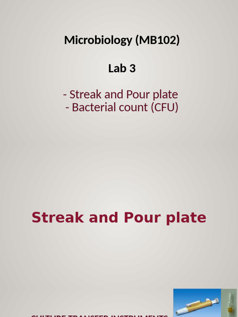 Lab 3 Streak Pour Plate and Bacterial Count | PDF | Colony Forming Unit ...