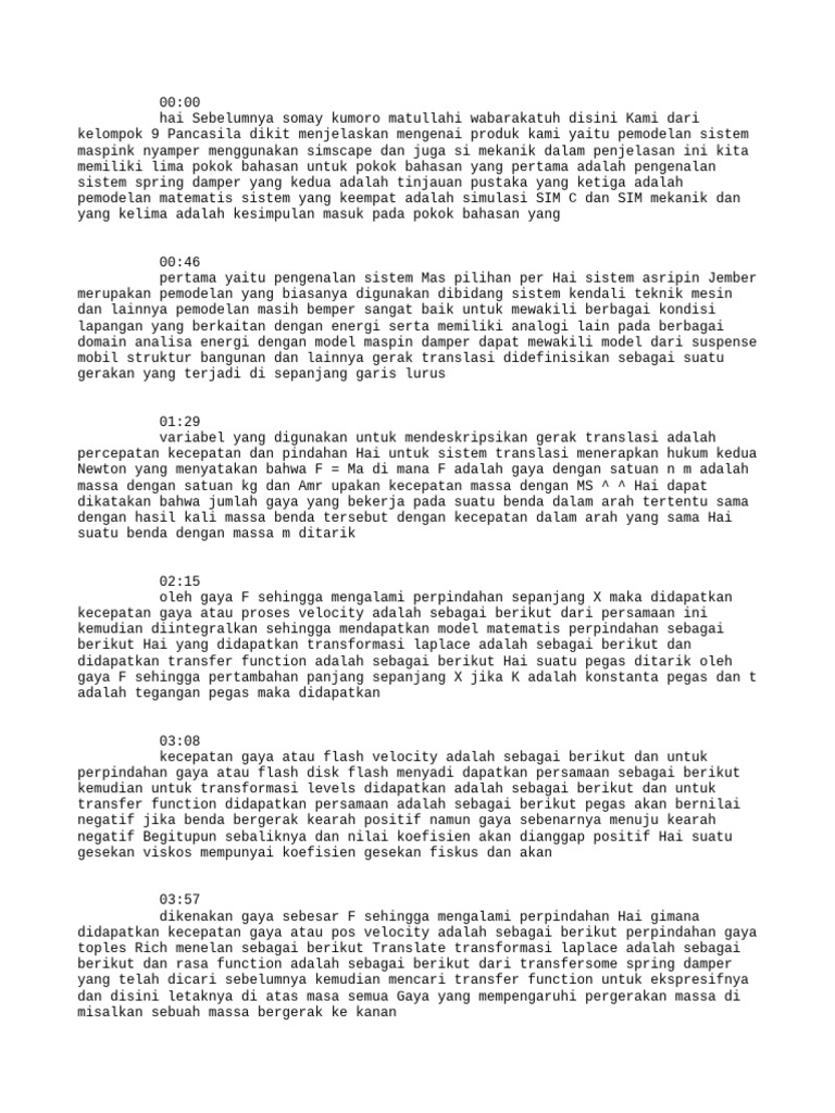 Pemodelan Sistem Spring-Damper Simscape | PDF