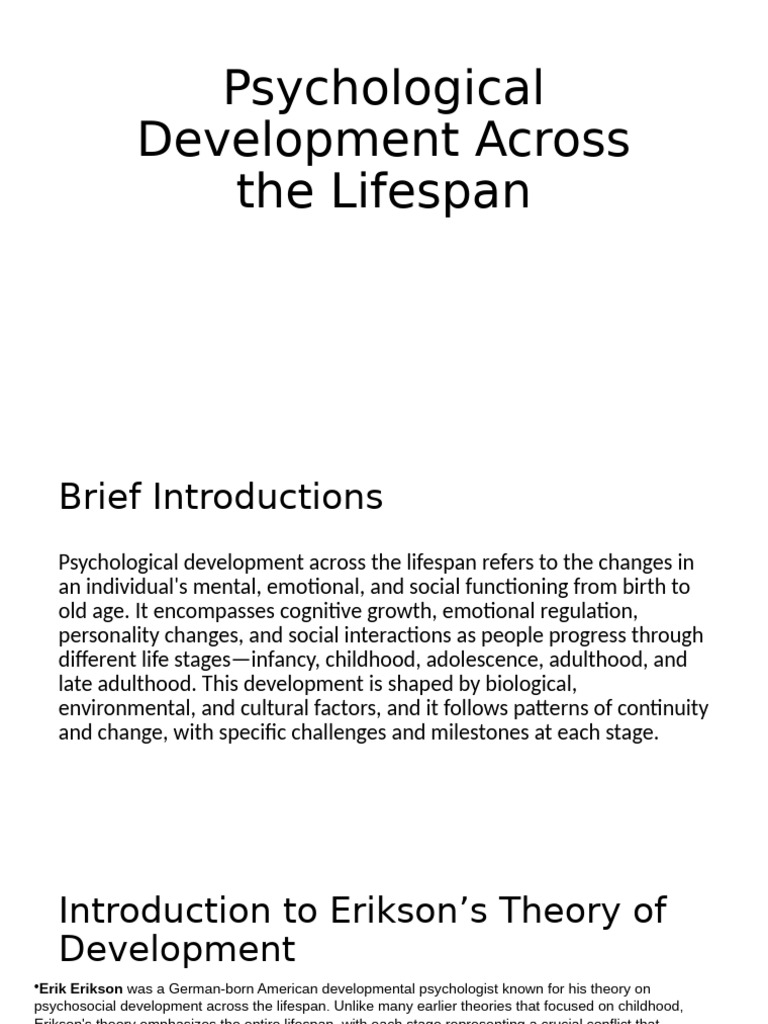 Psychological Development Across The Lifespan | PDF | Developmental ...