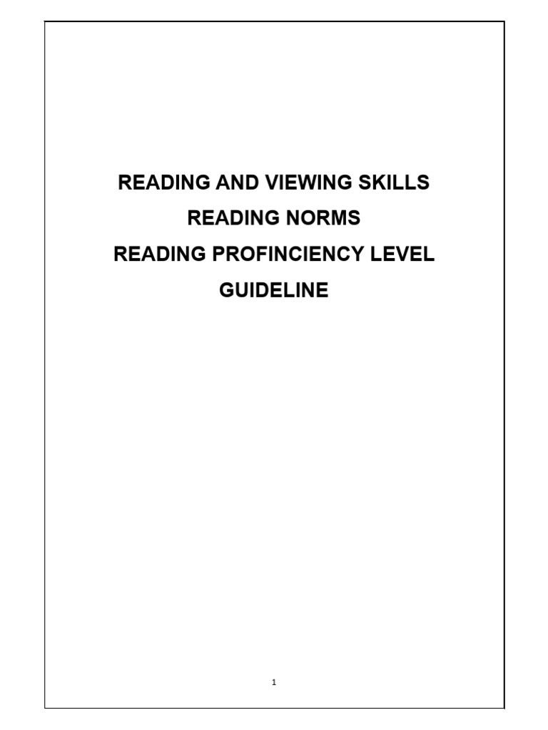 Reading Proficiency Guideline | PDF | Reading Comprehension | Fluency