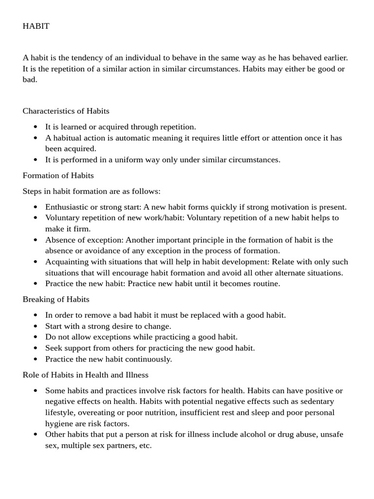 Understanding Habits: Formation and Impact | PDF | Habits | Psychology