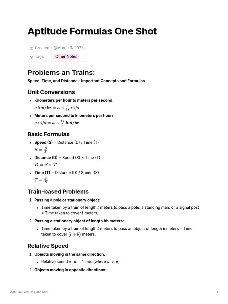 Essential Aptitude Formulas Guide | PDF | Trigonometric Functions ...