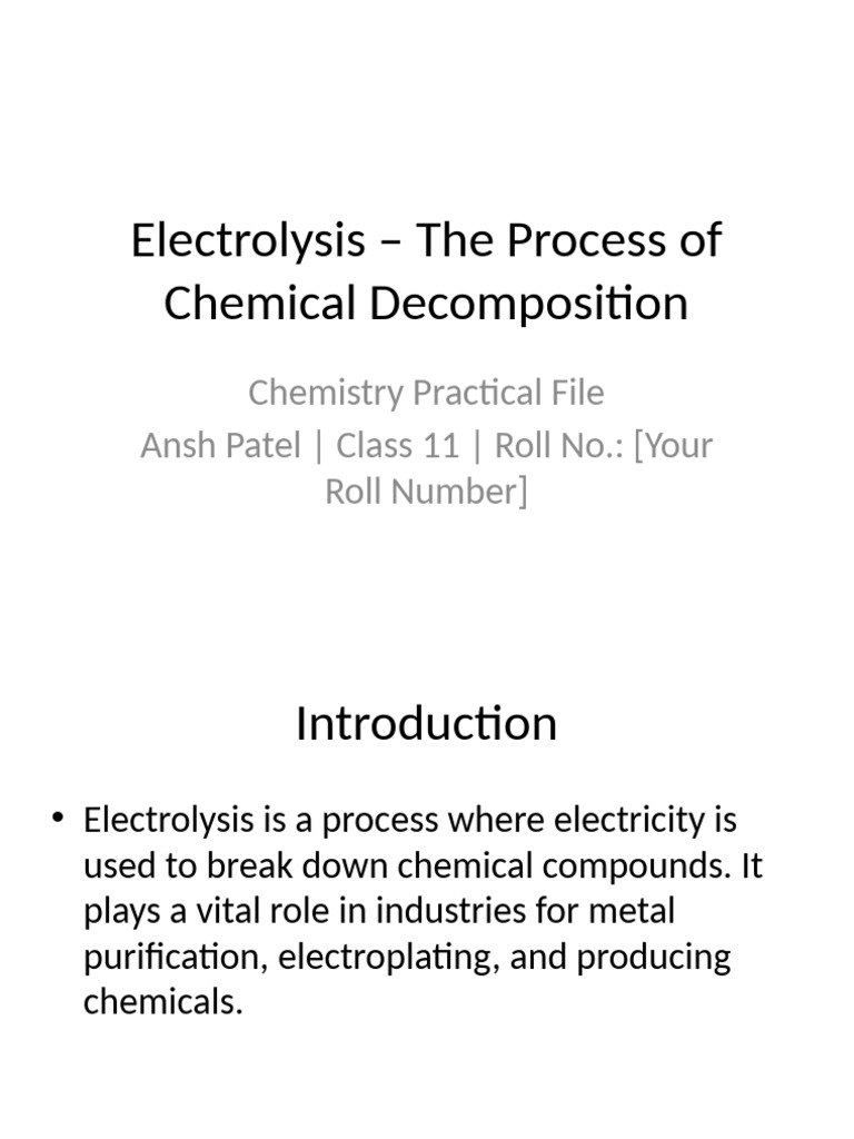 Understanding Electrolysis Process | PDF
