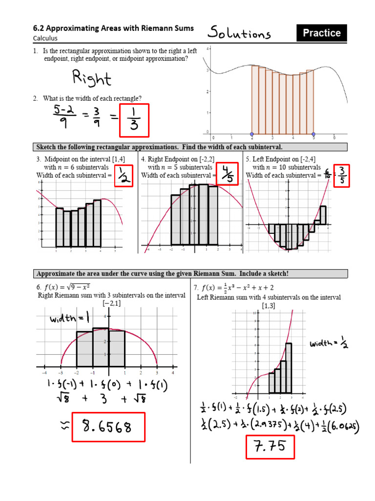 Riemann Sums for Area Approximation | PDF | Interval (Mathematics) | Area