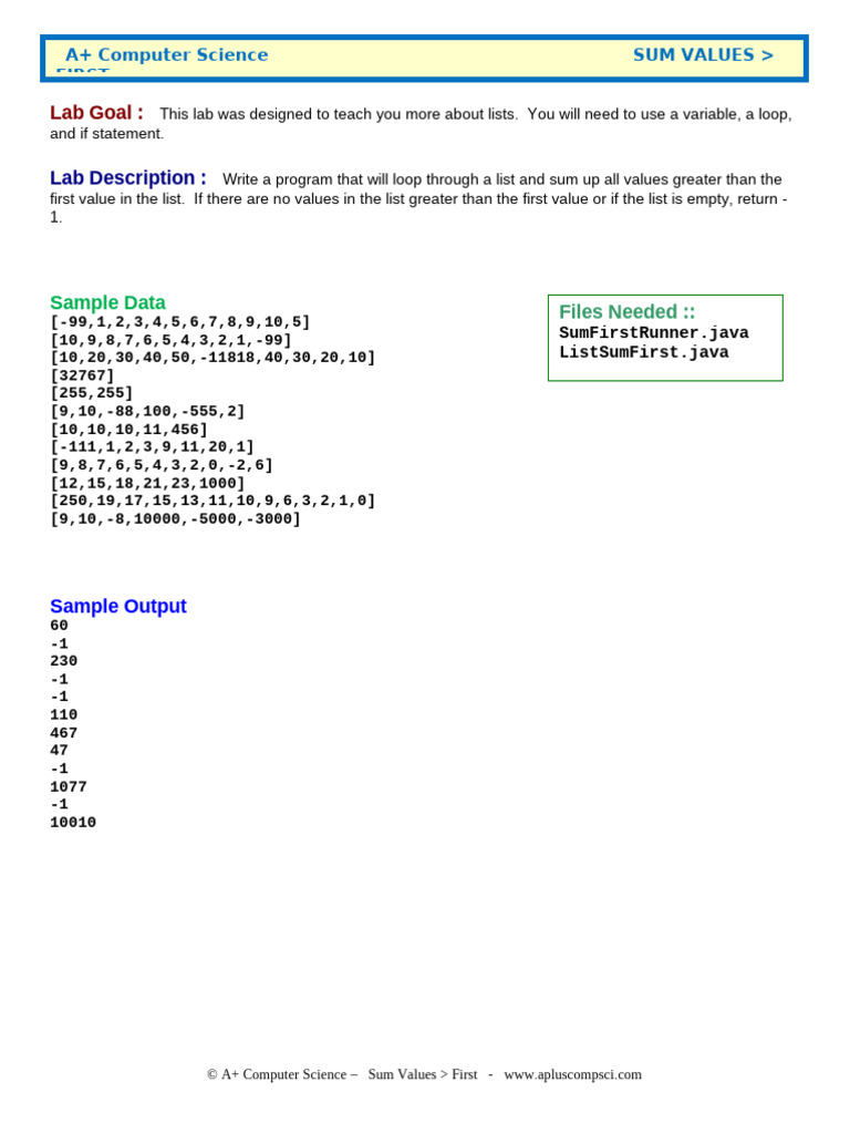 2 List Sum First | PDF