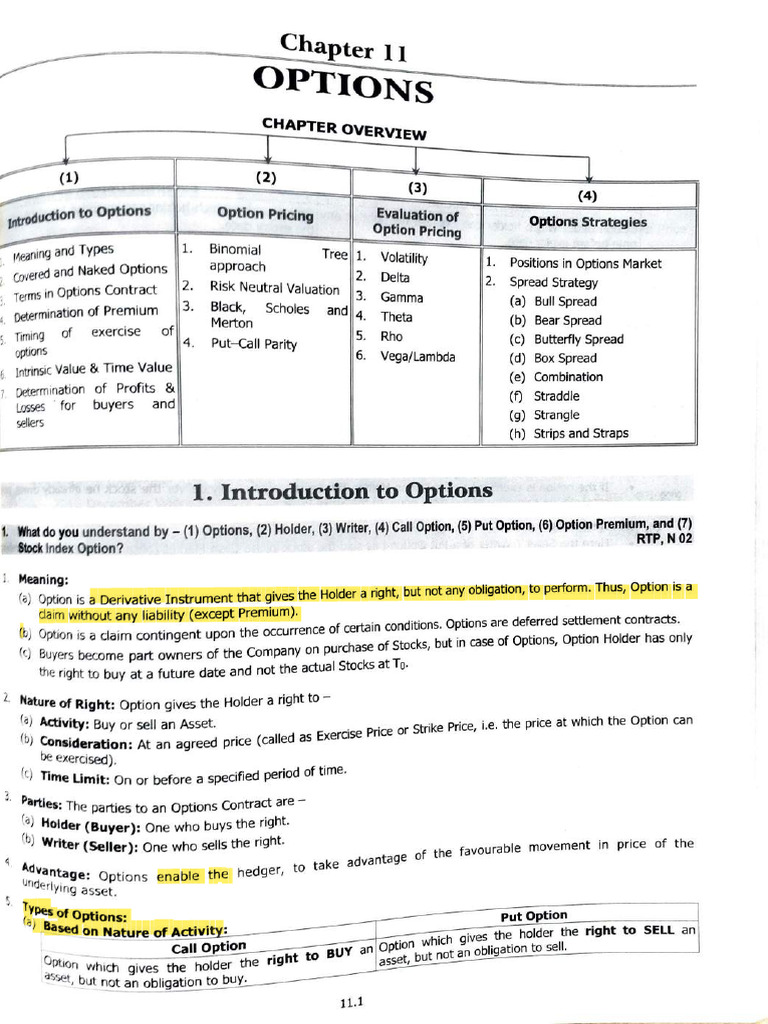 Options | PDF | Option (Finance) | Put Option