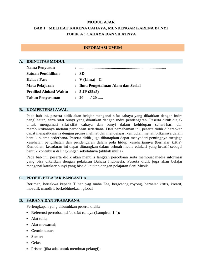 IPAS Kelas 5 - Bab 1 - Topik A | PDF