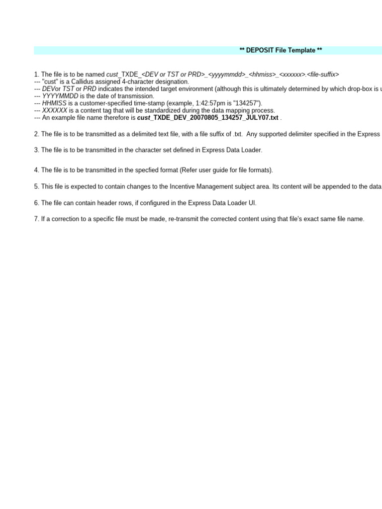 Incentive Management DEPOSIT File Guide | PDF | Filename | Text File