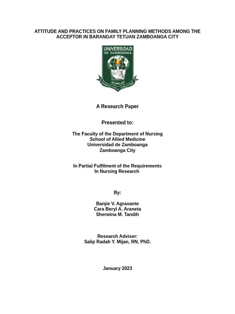 Final Copy of Research Paper | PDF | Birth Control | Family Planning