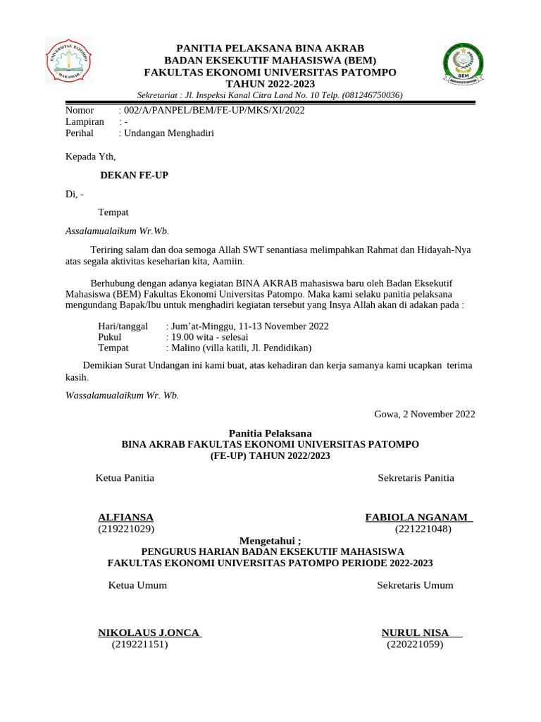 Surat Undangan Bina Akrab | PDF