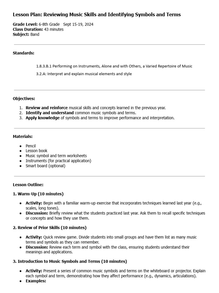 Lesson Plan September 15-19, 2024 | PDF | Worksheet | Lesson Plan