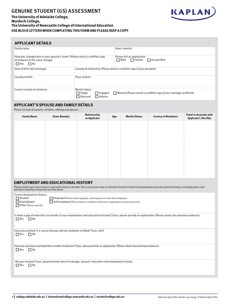 Kap Anz Gs Form Fa Apr 2024 | PDF | Travel Visa