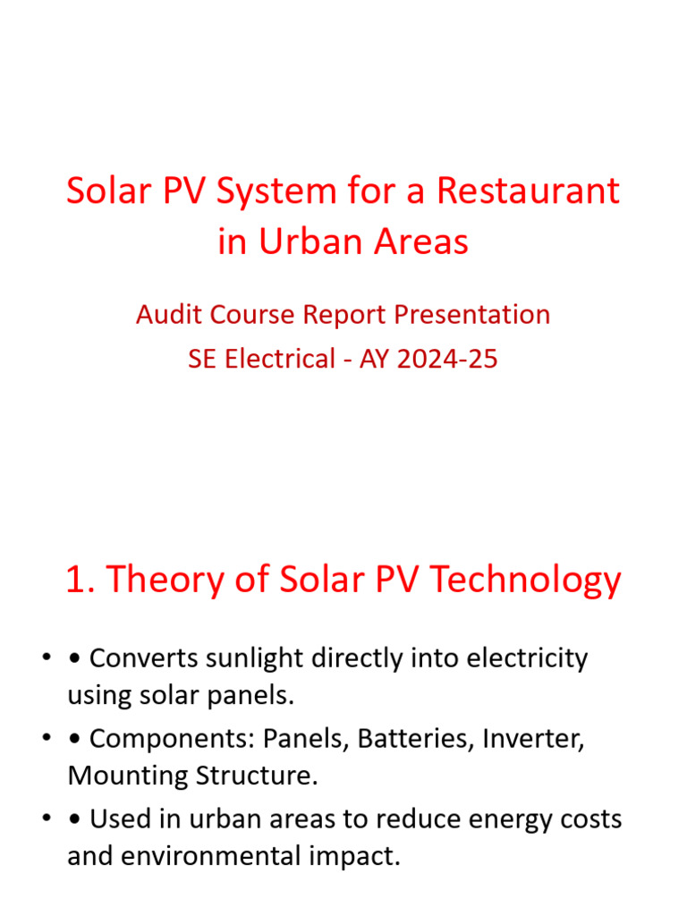 Solar PV Restaurant Presentation | PDF