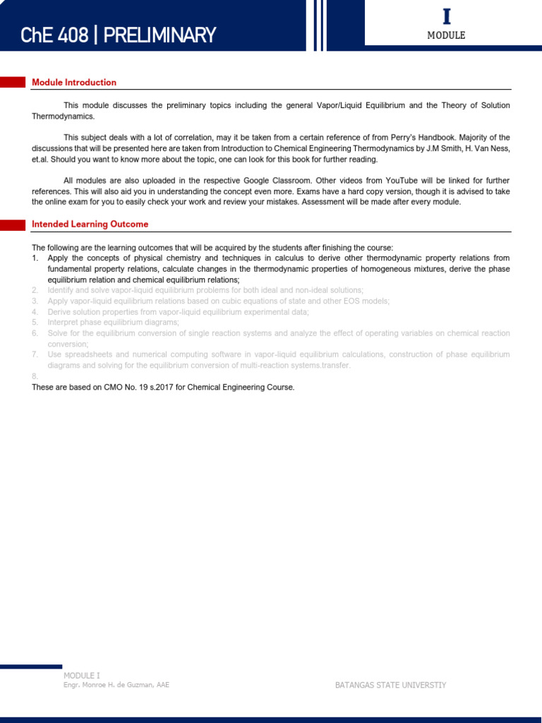 Module I - Solution Thermodynamics Theory and Excess Properties | PDF ...