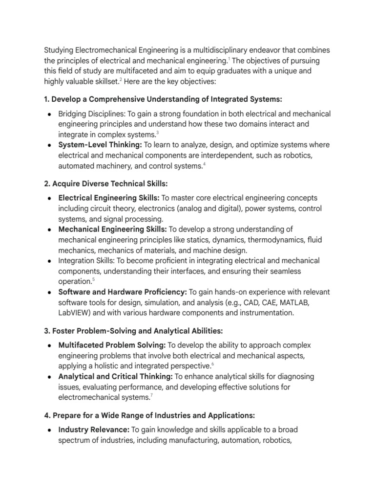 objectives of studying electromechanical engineering | PDF ...