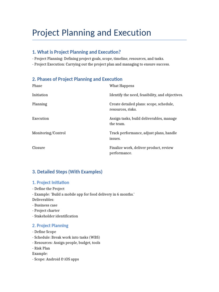 Project Planning and Execution Guide | PDF | Project Management ...