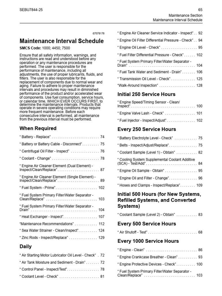 Maintenance Interval Schedule | PDF | Belt (Mechanical) | Pump