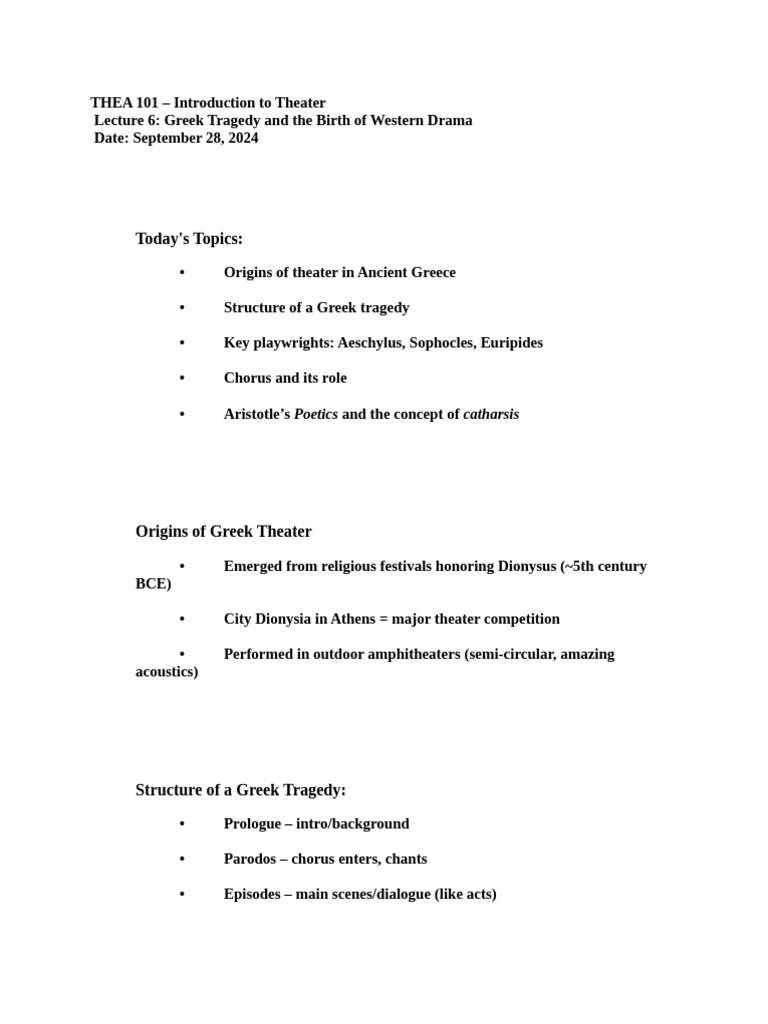 Theater Notes | PDF