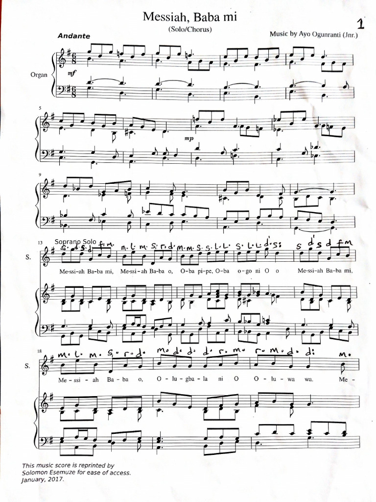 Messiah Baba Mi Solfa Notation | PDF