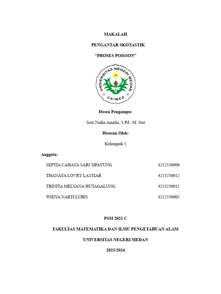 Makalah Kelompok 1 - Proses Poisson | PDF