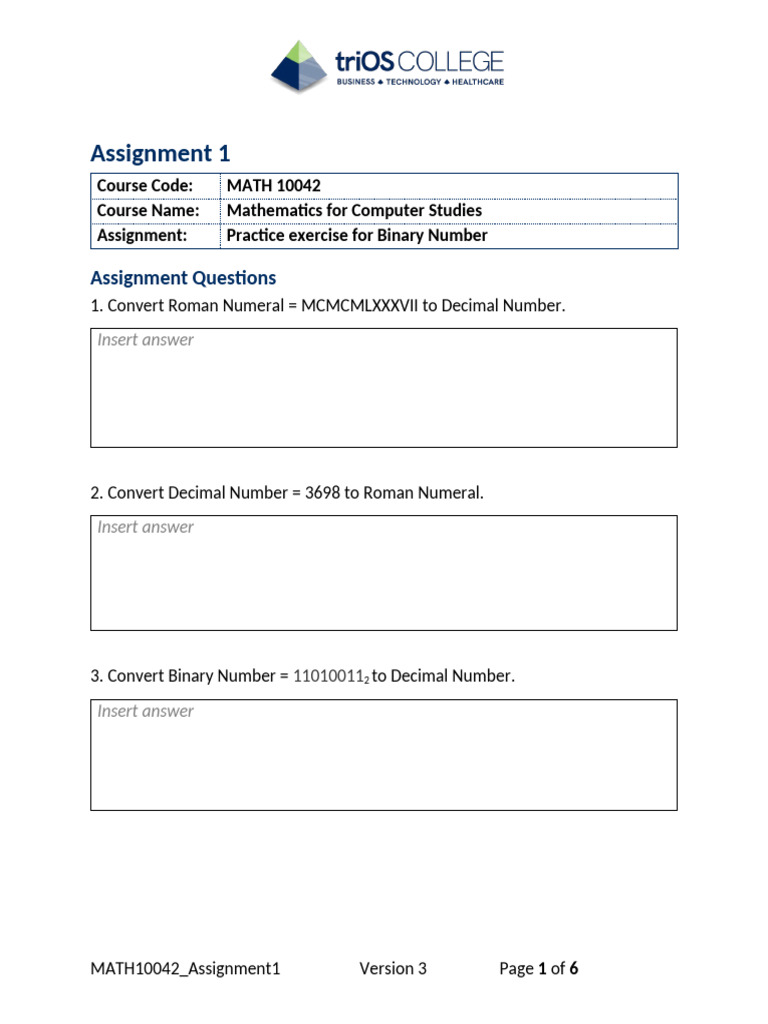 Mathematics Assignment 1 | PDF