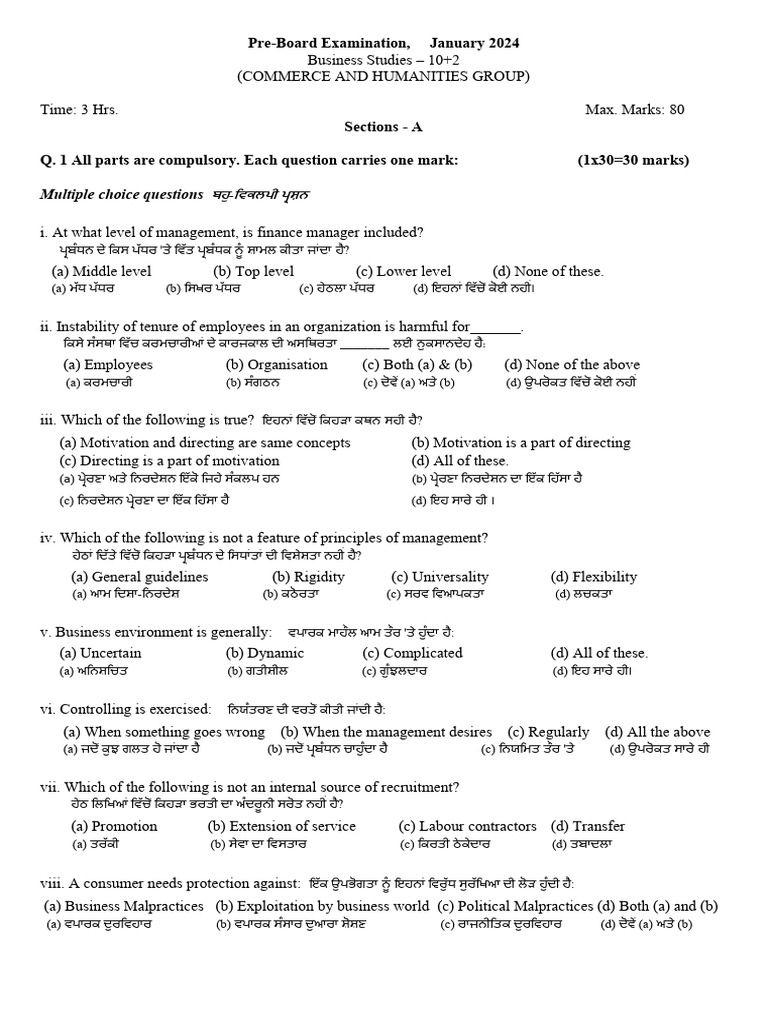12th BS-LL Pre Board Eve | PDF