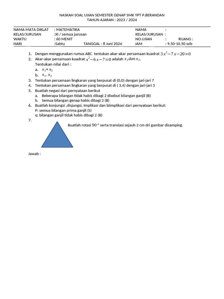 NASKAH SOAL Ujian Genap 2024 XI | PDF