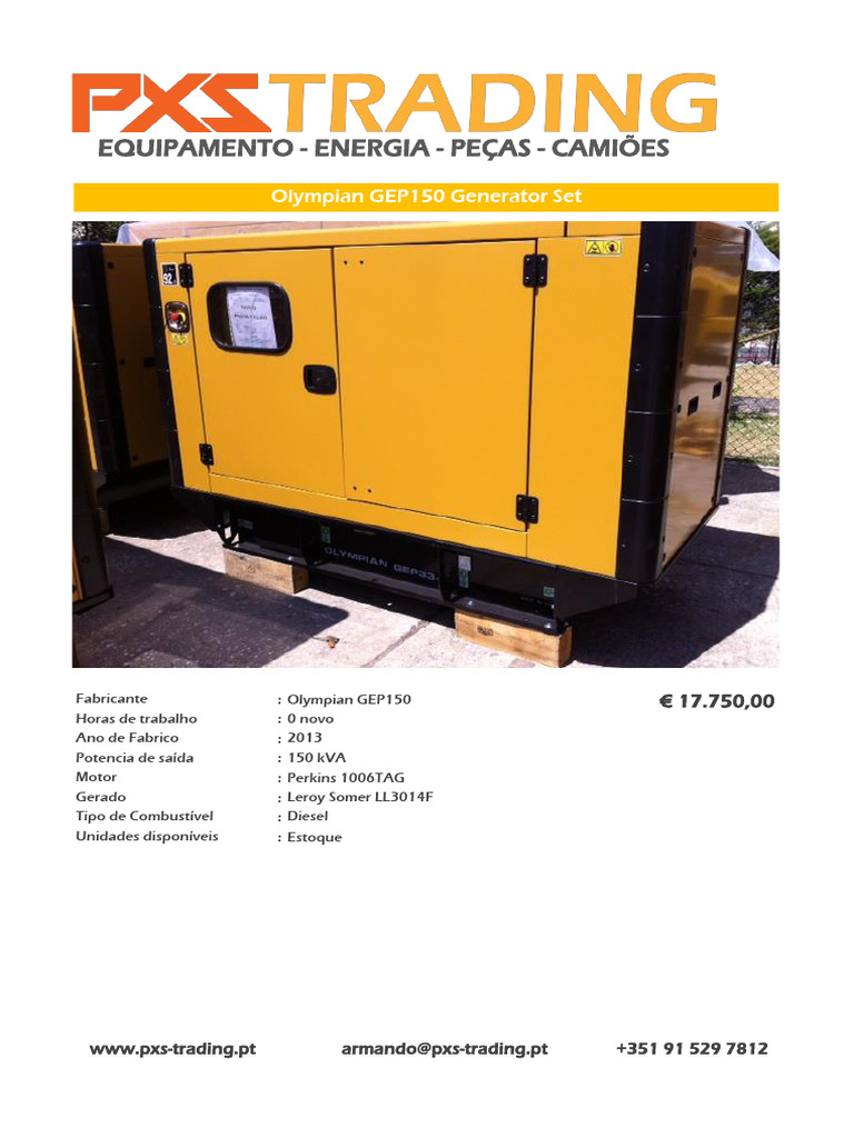 Gerador Olympian GEP150 à Venda | PDF