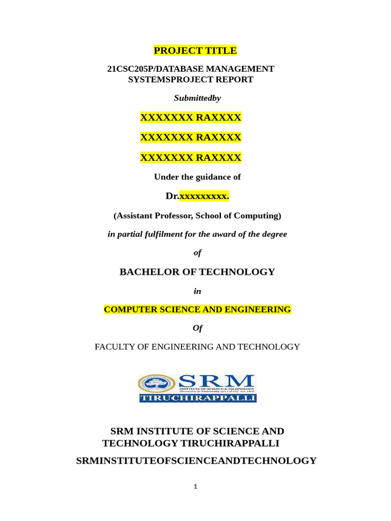 DBMS Project Report Sample Template | PDF | Central Processing Unit | Computer Programming